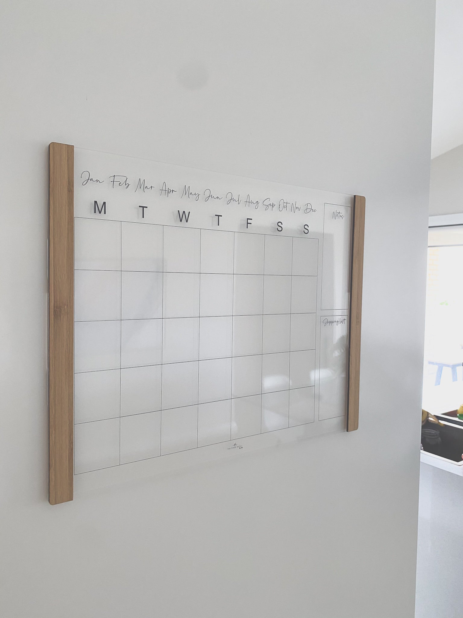 Velcro-mounted acrylic monthly planner with bamboo accents – The Finer ...
